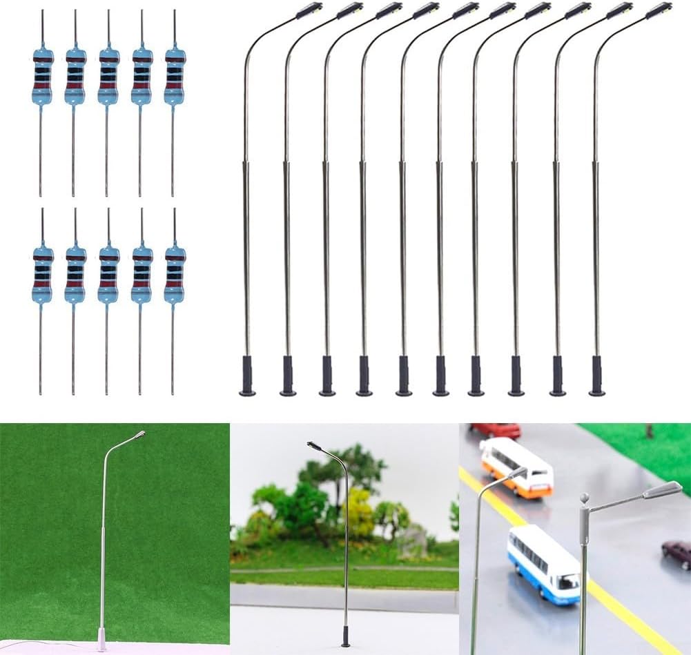 Amazon.com: 10Pcs O Scale Model Trains Metal Light Poles, With Wired ...