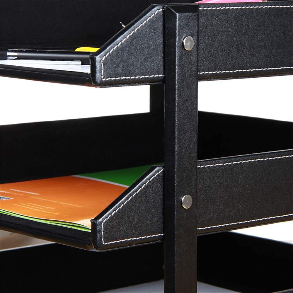 Buy Stacking Letter Trays Leather Office Desk Supply Organizer, 3-Tier ...