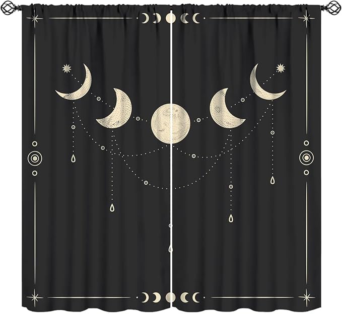 Amazon.com: Bohemian Sun Moon Blackout Curtains,Vintage Retro Floral ...