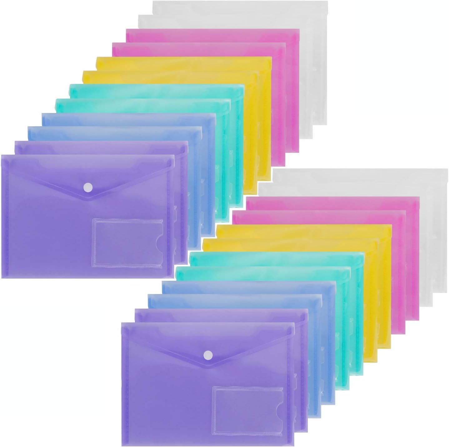 Acrux7 24PCS A5 Poly Envelope Folders, Multi-Colored A5 Plastic ...