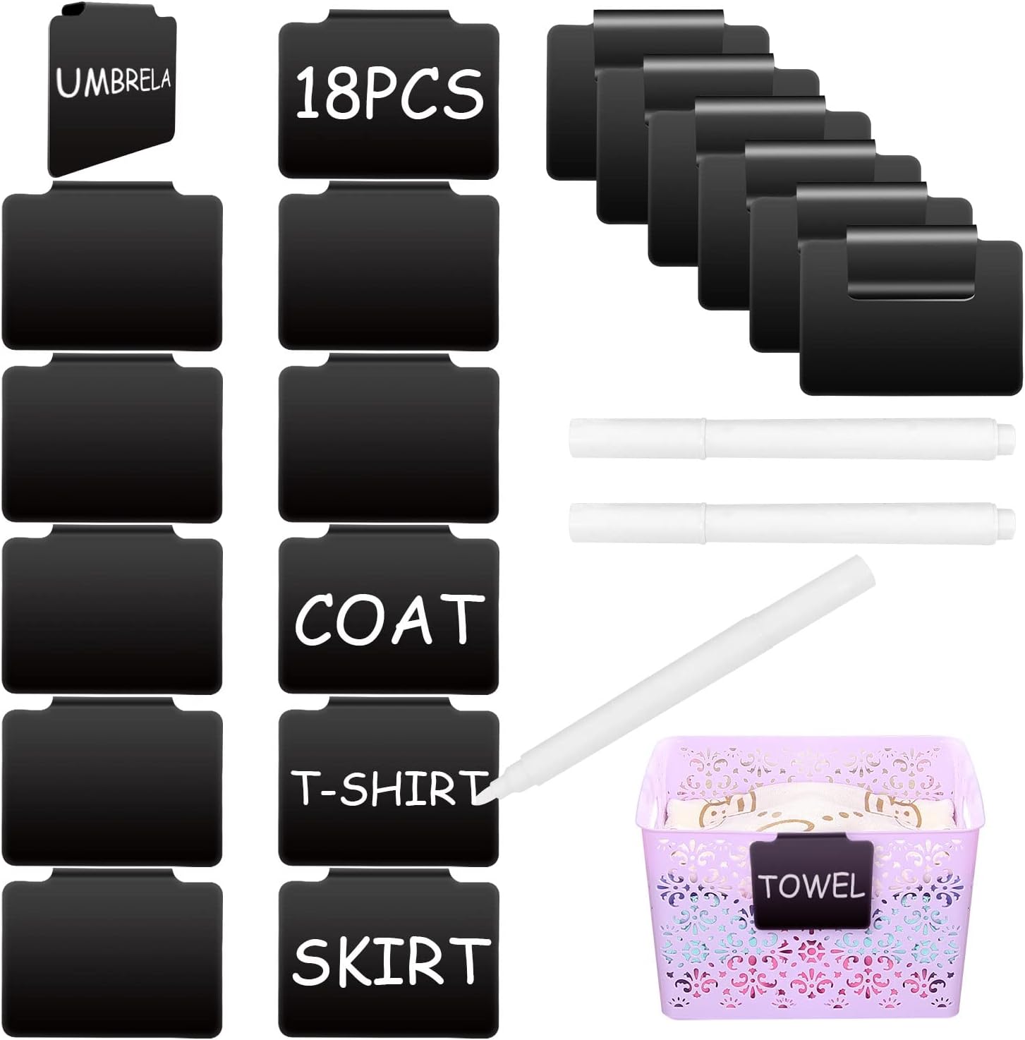Superishdar18 PCS Basket Labels Clip On for Storage Bins Removable ...