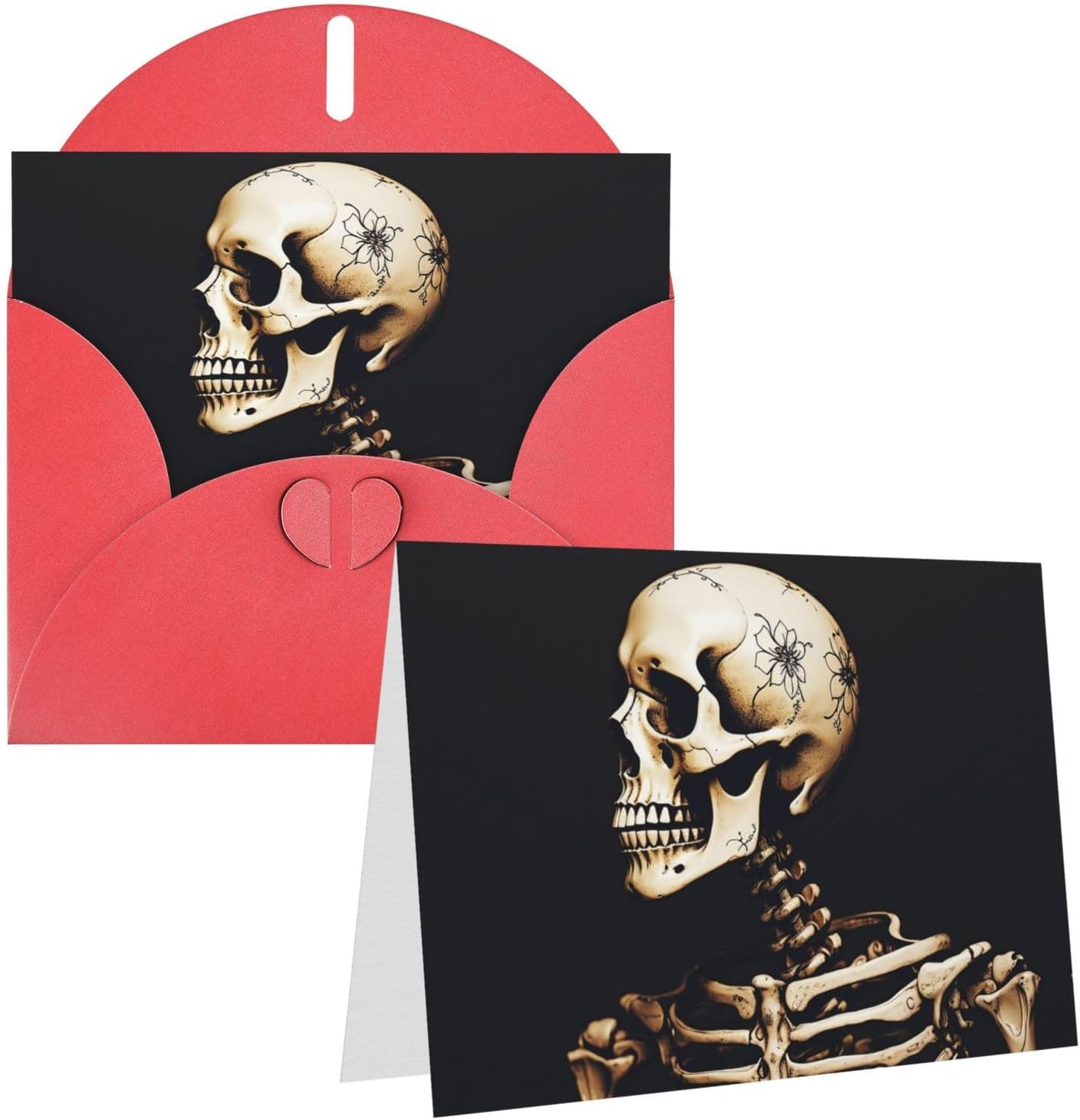 WSOIHFEC aesthetic skeleton Greeting Cards Christmas Cards with ...