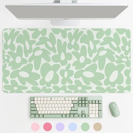 Amazon.com: Pecfamly Cute Aesthetic Sage Green Keyboard Computer Desk ...