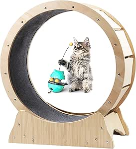 Small Cat Exercise Wheel With Non Fallen Toy, Solid Wood Cat Treadmill ...