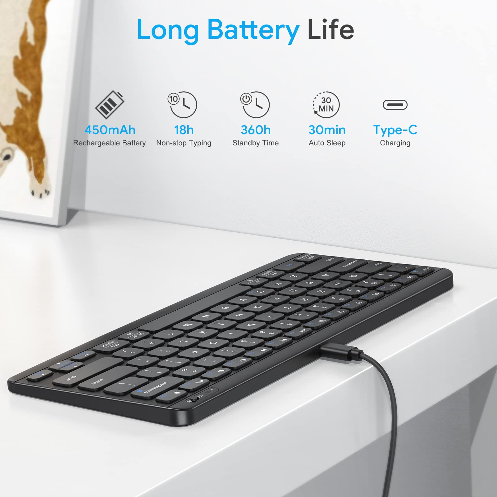 OMOTON Bluetooth Keyboard, Rechargeable Wireless Keyboard for Mac, iPad ...