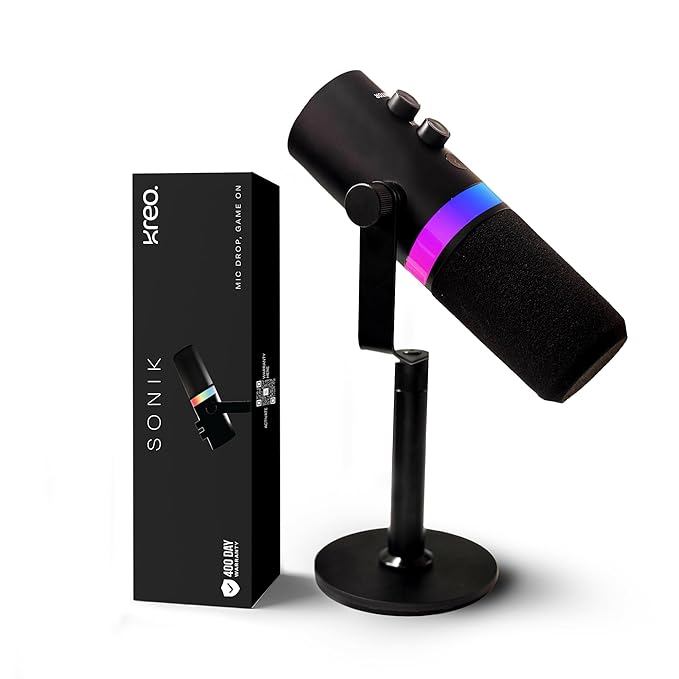 Kreo Sonik Dynamic Gaming Microphone – XLR/USB Mic with RGB Lighting ...