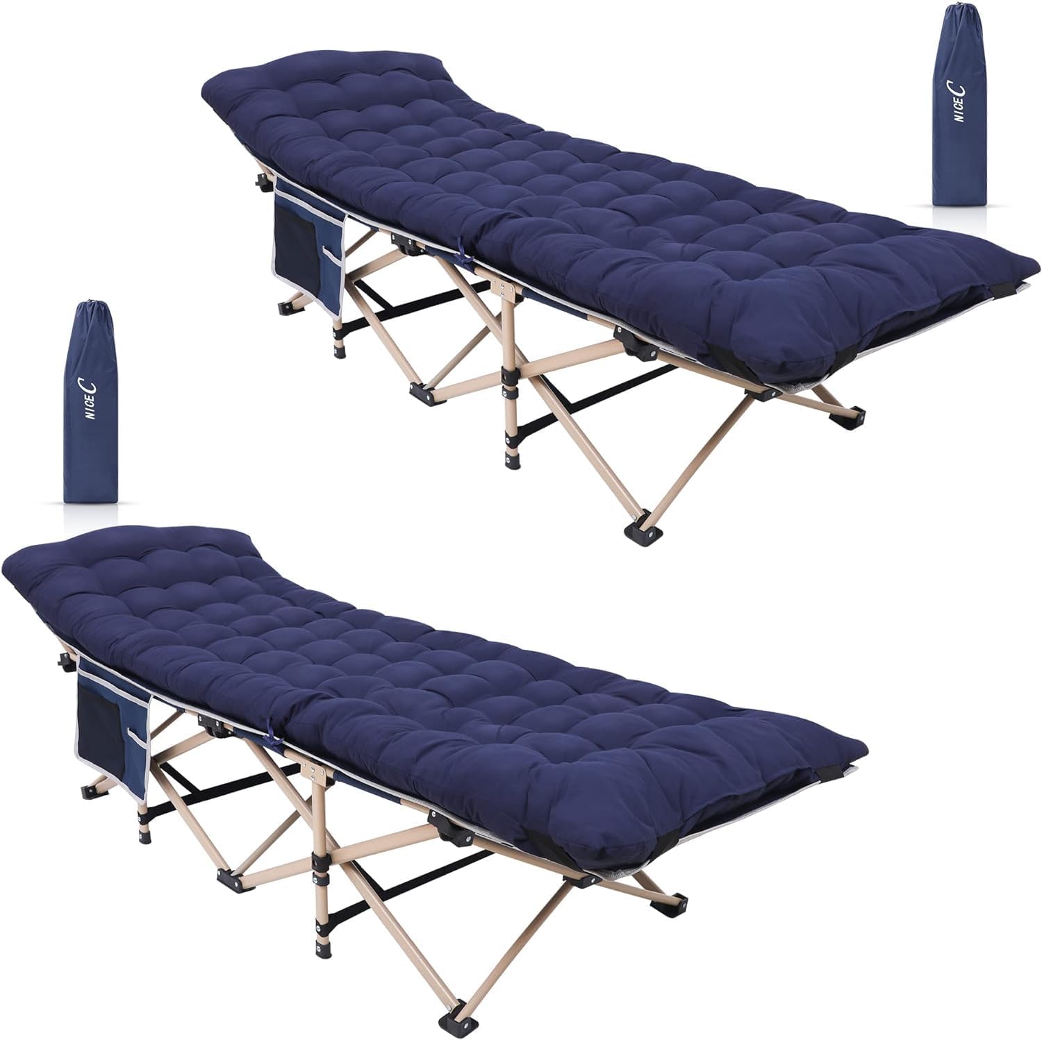 Amazon.com: Nice C 2 Pack Cots with Mattress + Heated Camping Cot ...