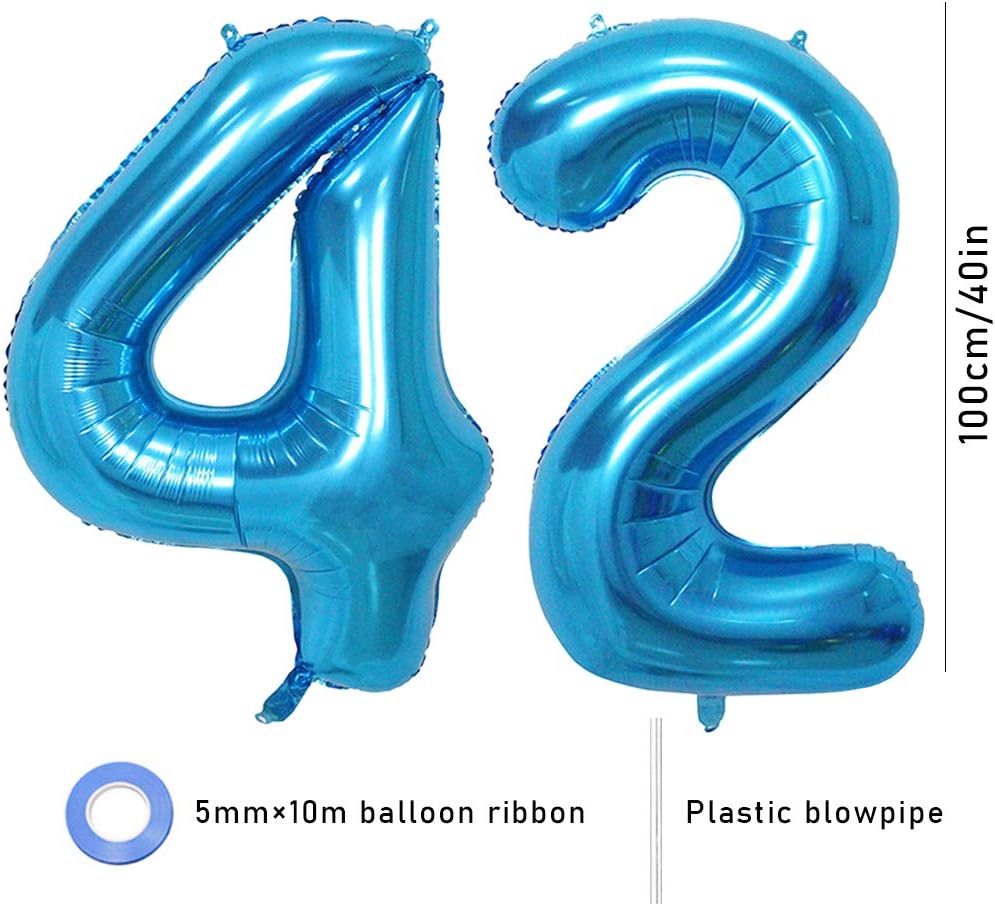 Ceqiny 40 Inches 42nd Number Balloon Mylar Balloon Giant Balloon ...