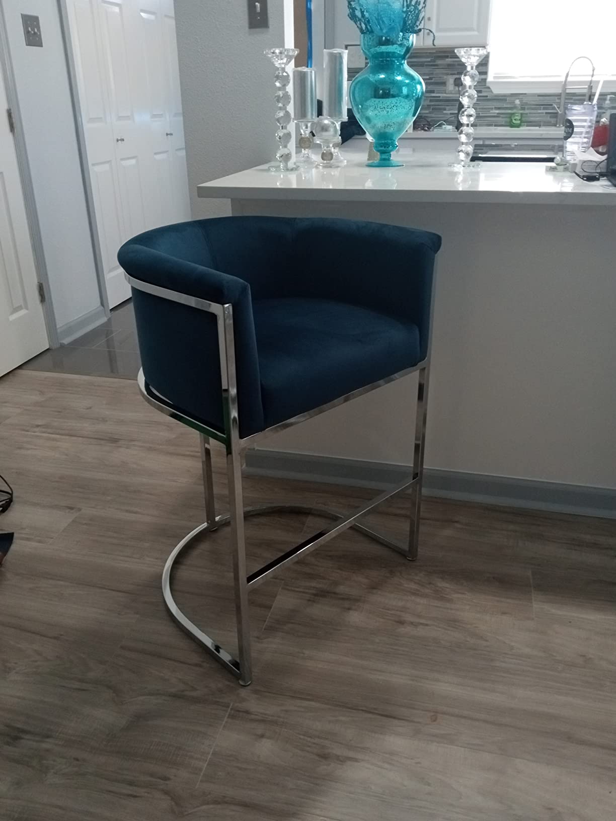 $11/mo - Finance Iconic Home Finley Counter Stool Chair Velvet ...