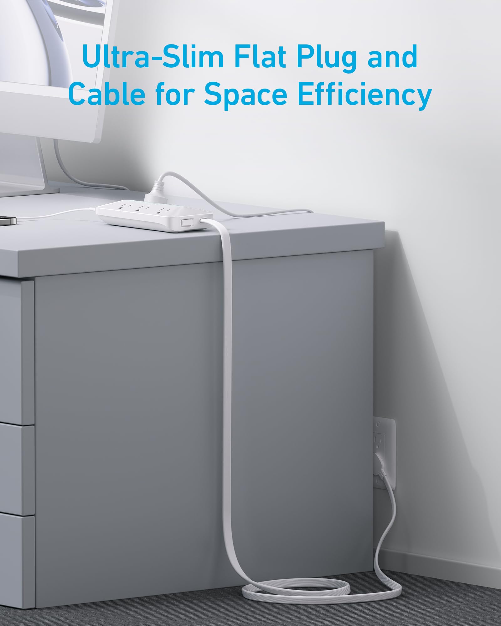 Snapklik.com : Flat Plug Power Strip, Anker USB C Power Strip, 10-in-1 ...
