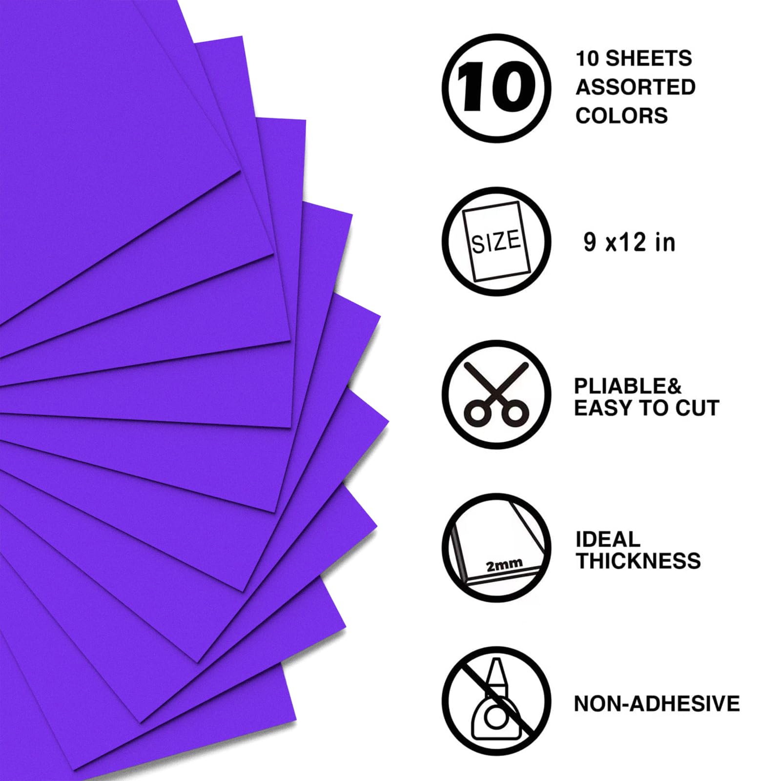 Snapklik.com : MEARCOOH Purple Foam Sheets Crafts 9x12 Inch 2mm Eva ...