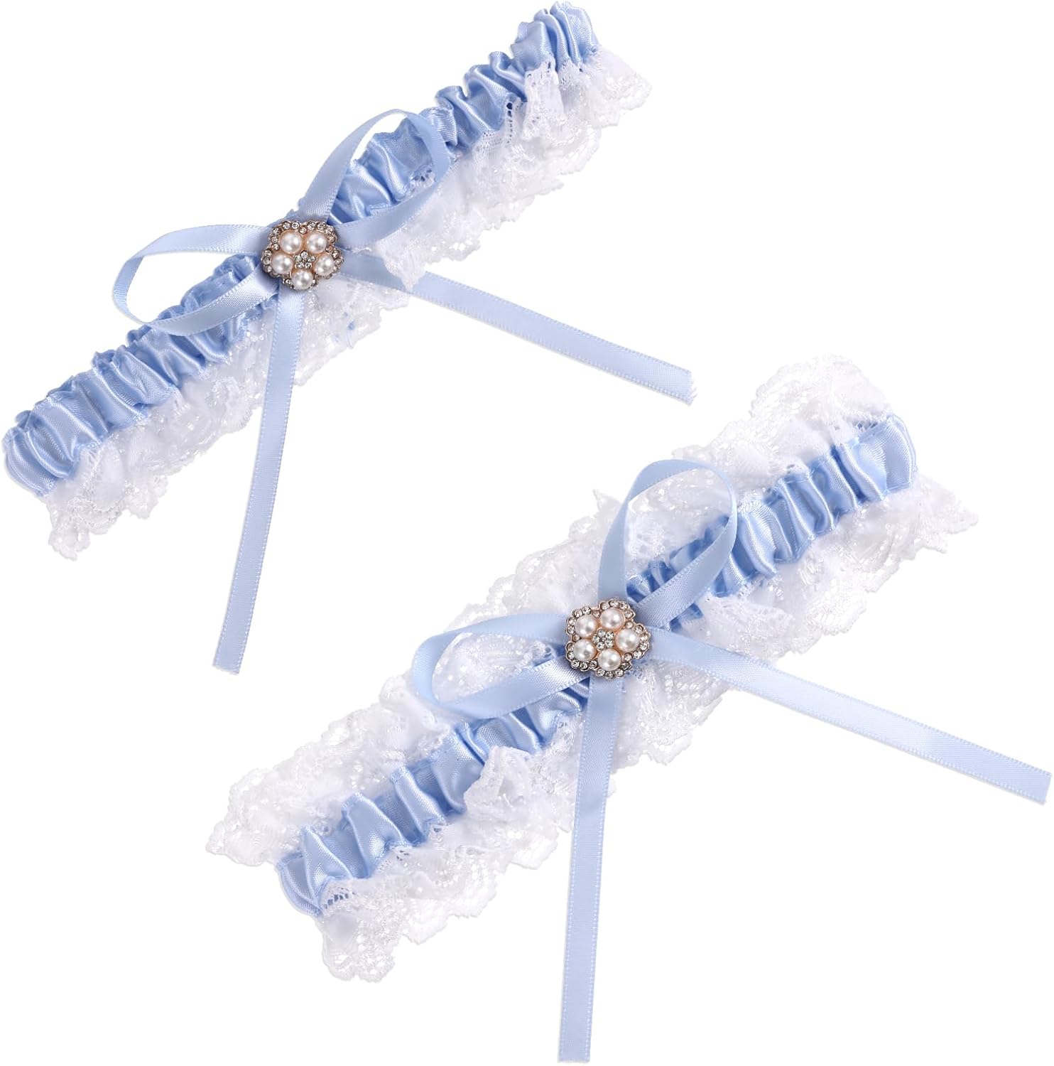 Amazon.com: Blue Lace Garter Belt Set, Bridal Wedding Garter Gift for ...