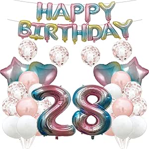 Amazon.com: GLZLMM 28th Birthday Balloon 28th Birthday Decorations ...