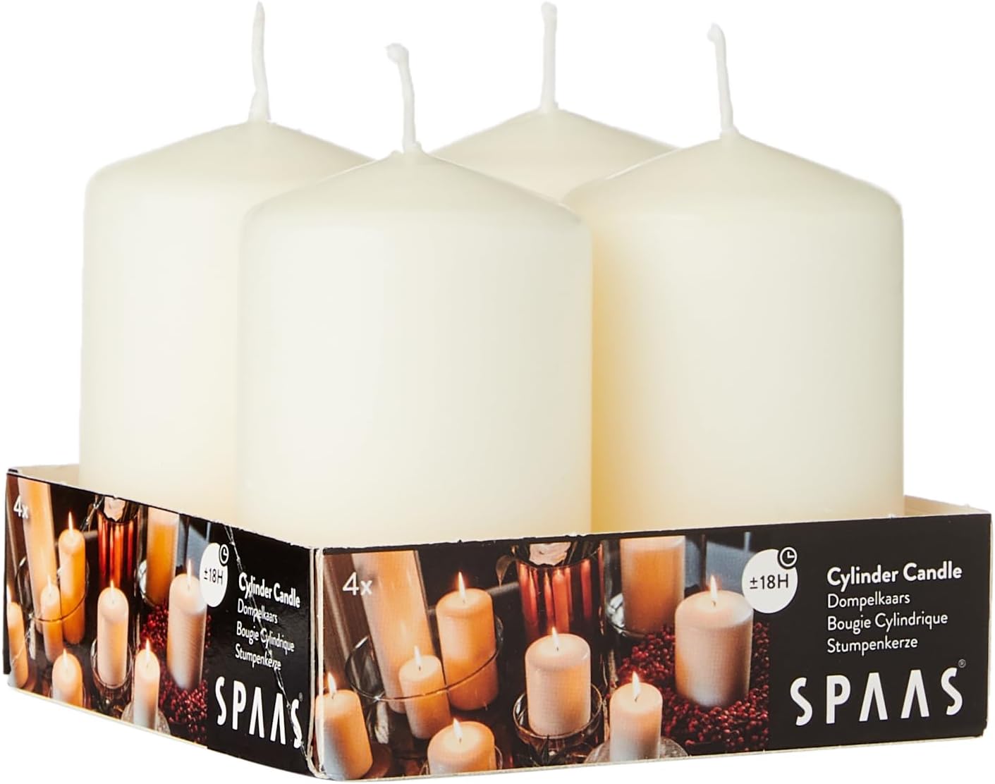 Spaas Unscented Pillar Candle 50/80 mm, ± 18 Hours, Ivory, S0042001037 ...