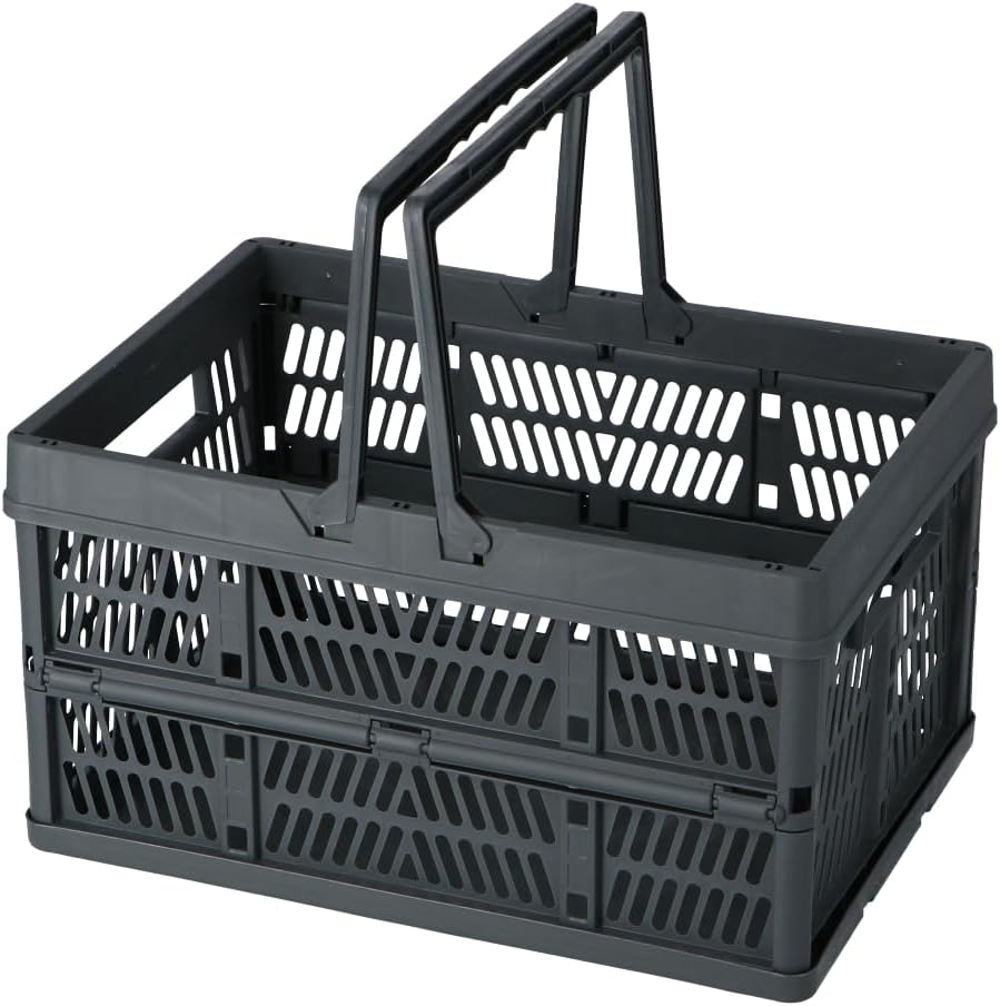 Amazon｜コーナン オリジナル LIFELEX 取っ手付き折りたたみコンテナ グレー KO14-9257 使用時 (約) :幅312×奥行443×高さ254 (mm)｜収納ケース・ボックス ...