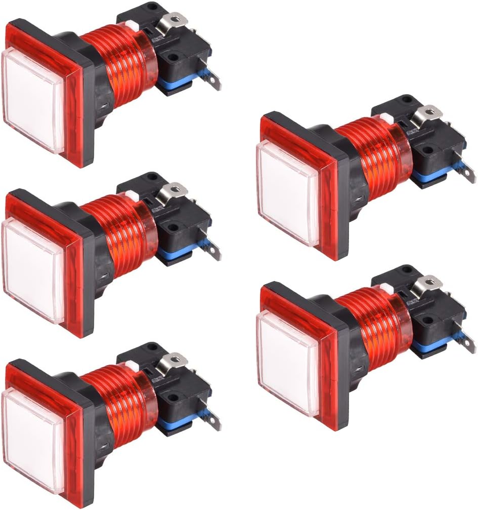 uxcell Game Push Button 34x34 Square 12V LED Illuminated Push Button ...