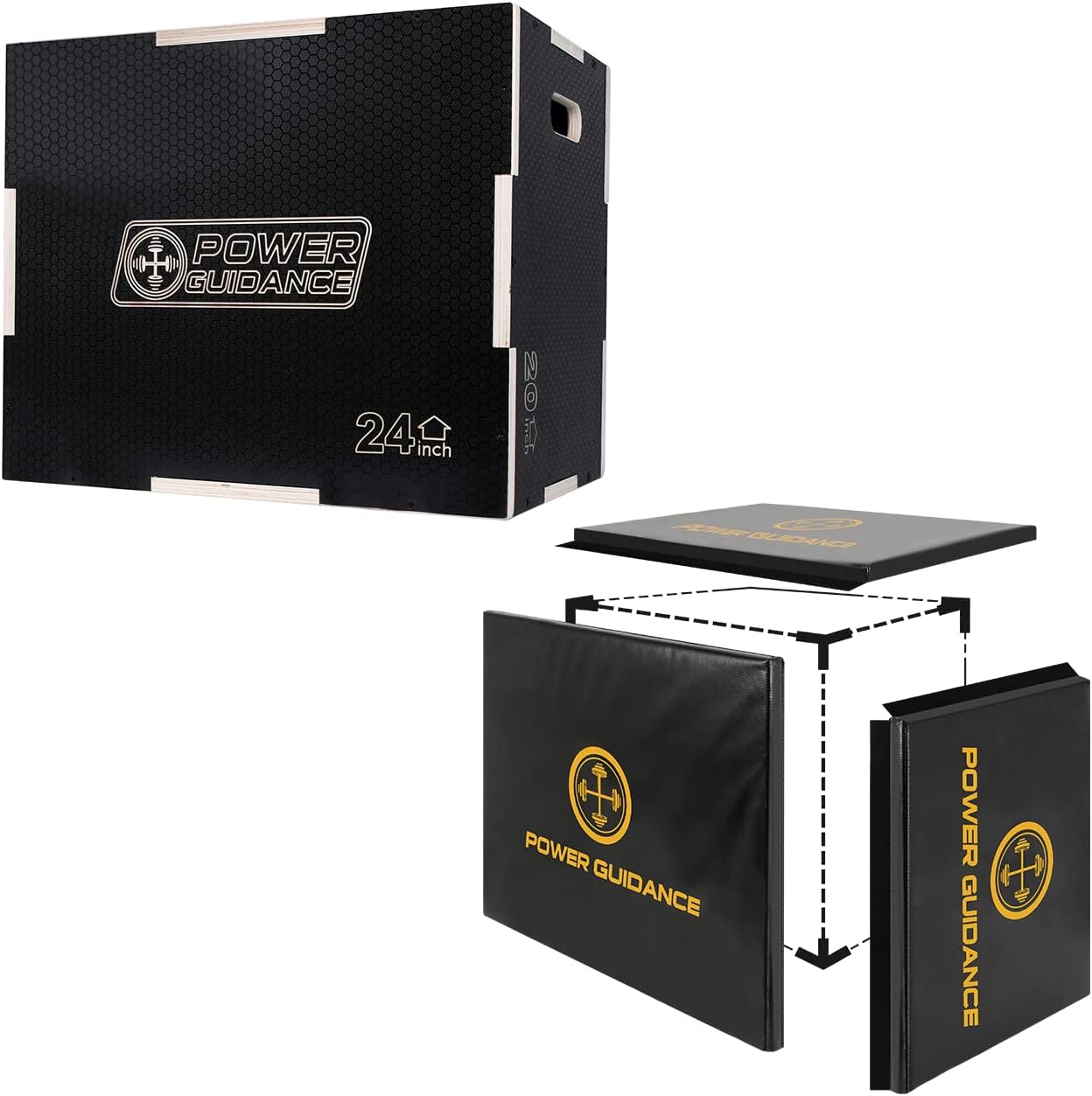 Amazon.com : POWER GUIDANCE 3 in 1 Wood & Soft Plyometric Jump Box ...