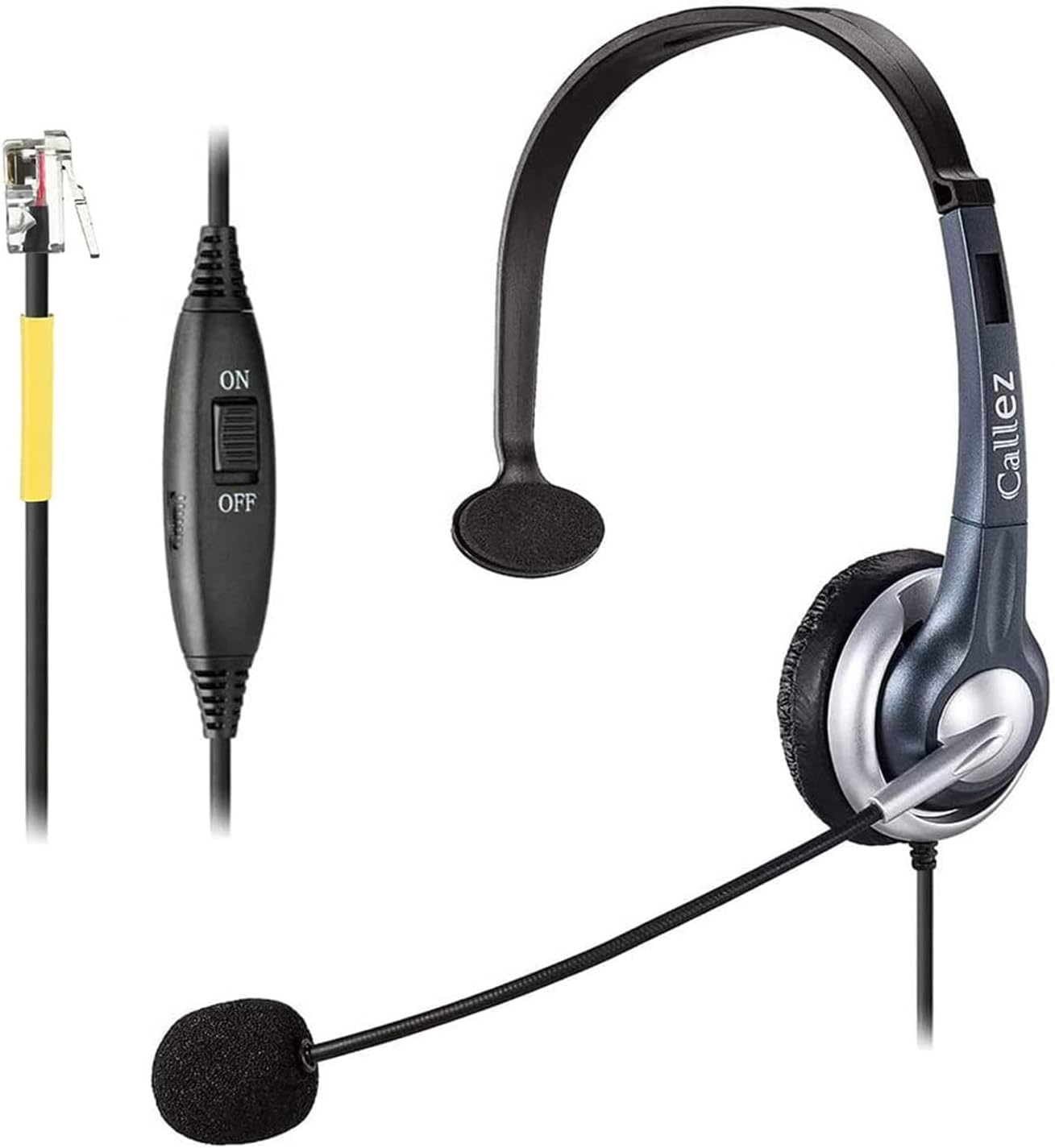 Yealink Headset YHS34 Mono - One Ear Headphones - with RJ Connection ...