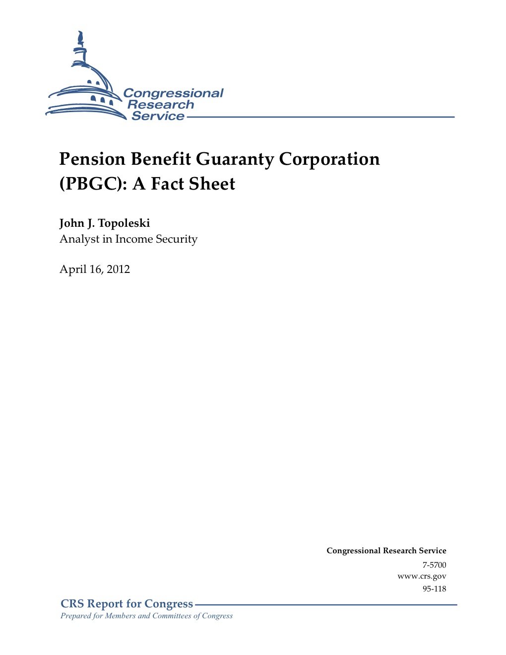 Pension Benefit Guaranty Corporation (PBGC): A Fact Sheet - Kindle ...