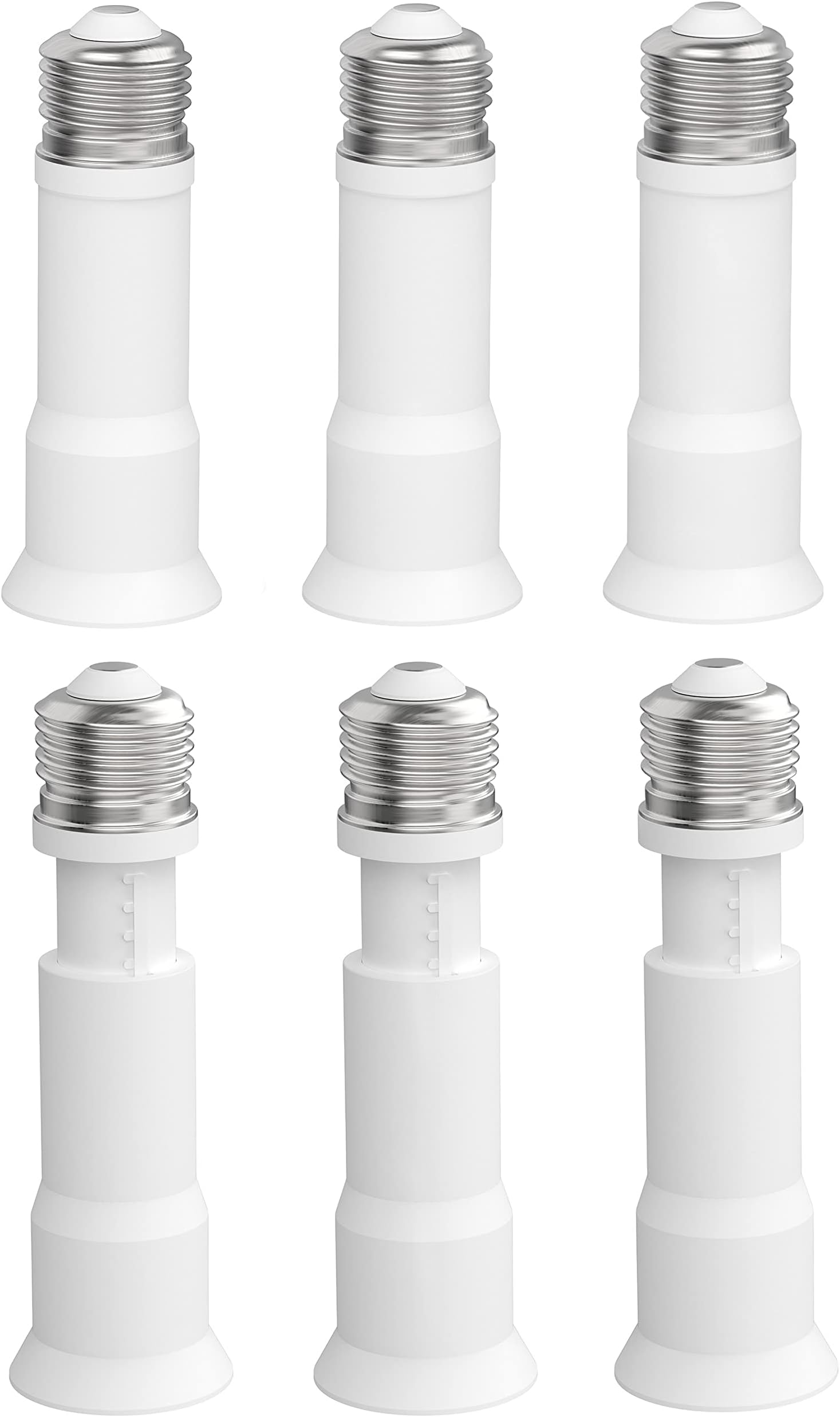 6-Pack Light Socket Extender Adapter, E27 to E26 E27 Screw Bulb Base ...