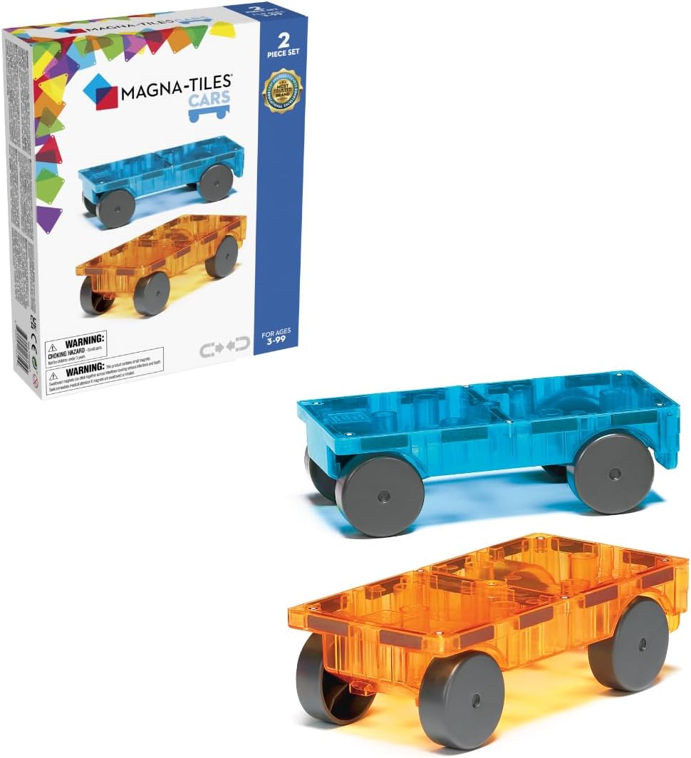 Amazon.com: MAGNA-TILES Cars – Blue & Orange 2-Piece Magnetic ...