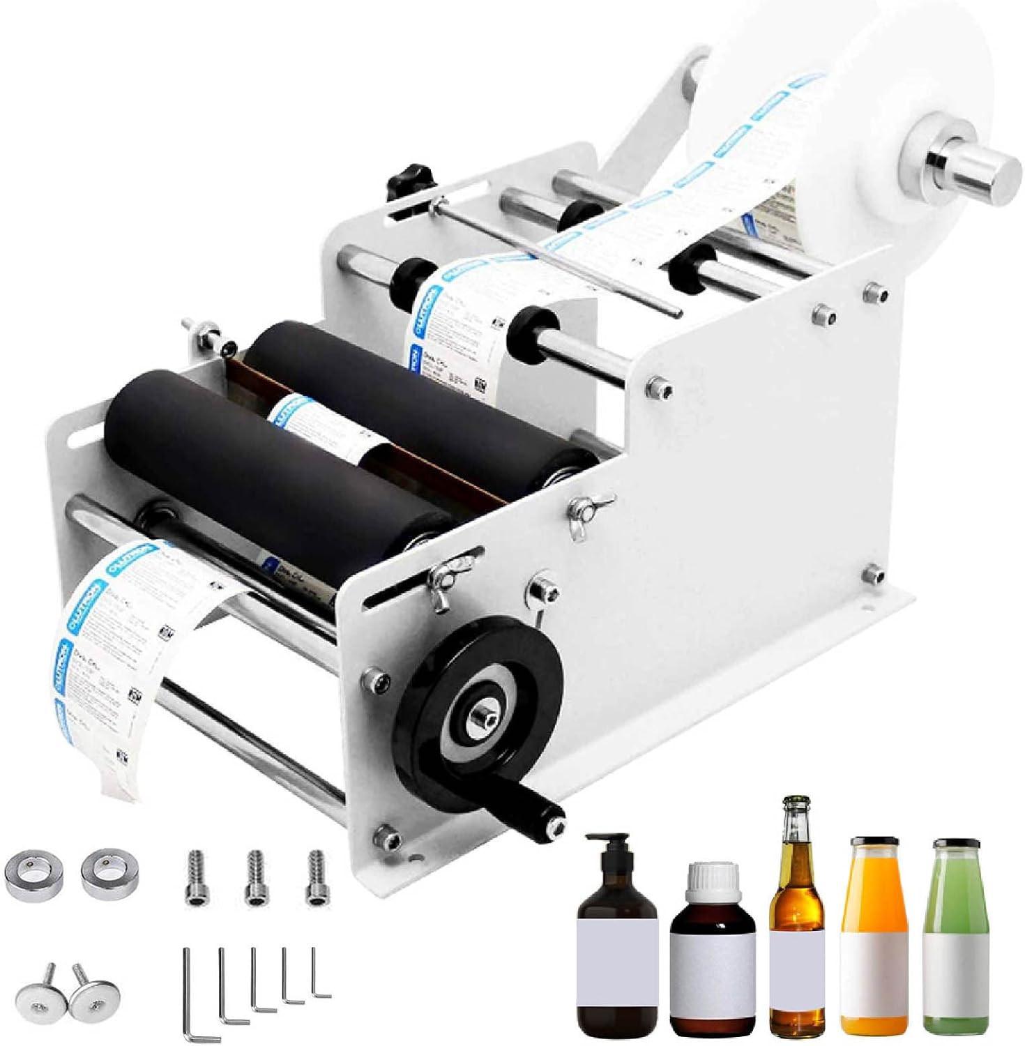 UPIKIT Semi-Automatic Round Bottle Labeling Machine, Adjustable Labeler ...