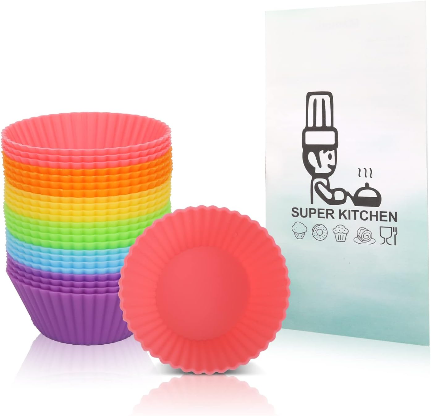 Super Kitchen 5cm Mini Silicone Cupcake Cases, Small Reusable Muffin ...