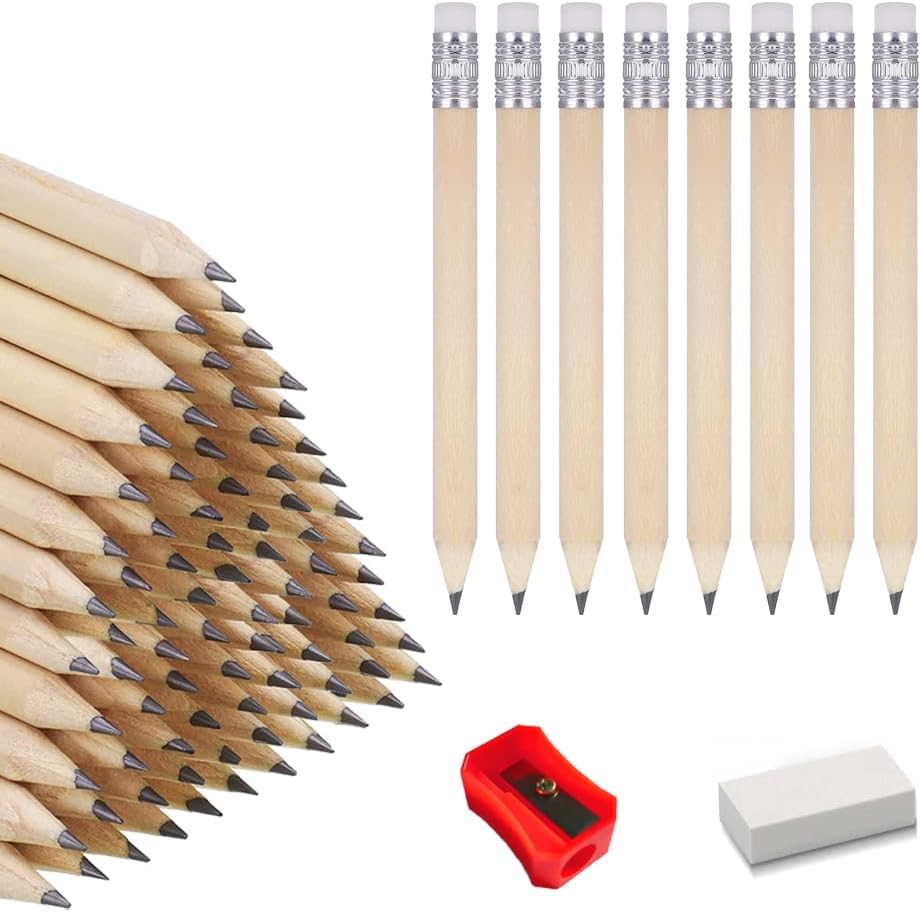 150 Pcs Golf Pencils with Eraser 4 Inch Short Half Mini Wood ...