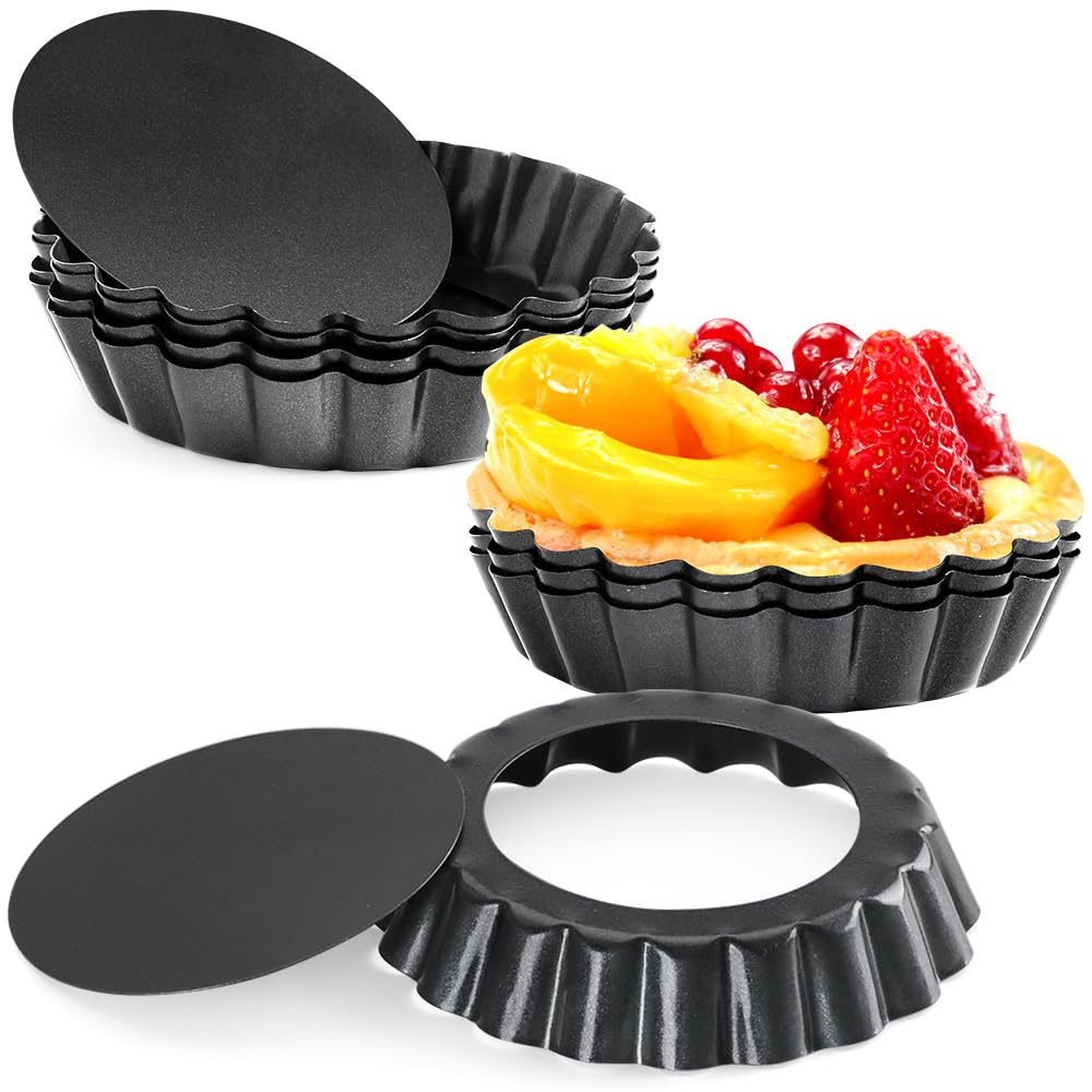 Amazon.com: Cyimi 4 Inch Mini Tart Pan Set of 8, Non-Stick Quiche Pan ...