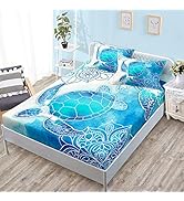 Amazon.com: HOSIMA Sea Turtle Bedding Set,Coastal Beach Themed Bedroom ...