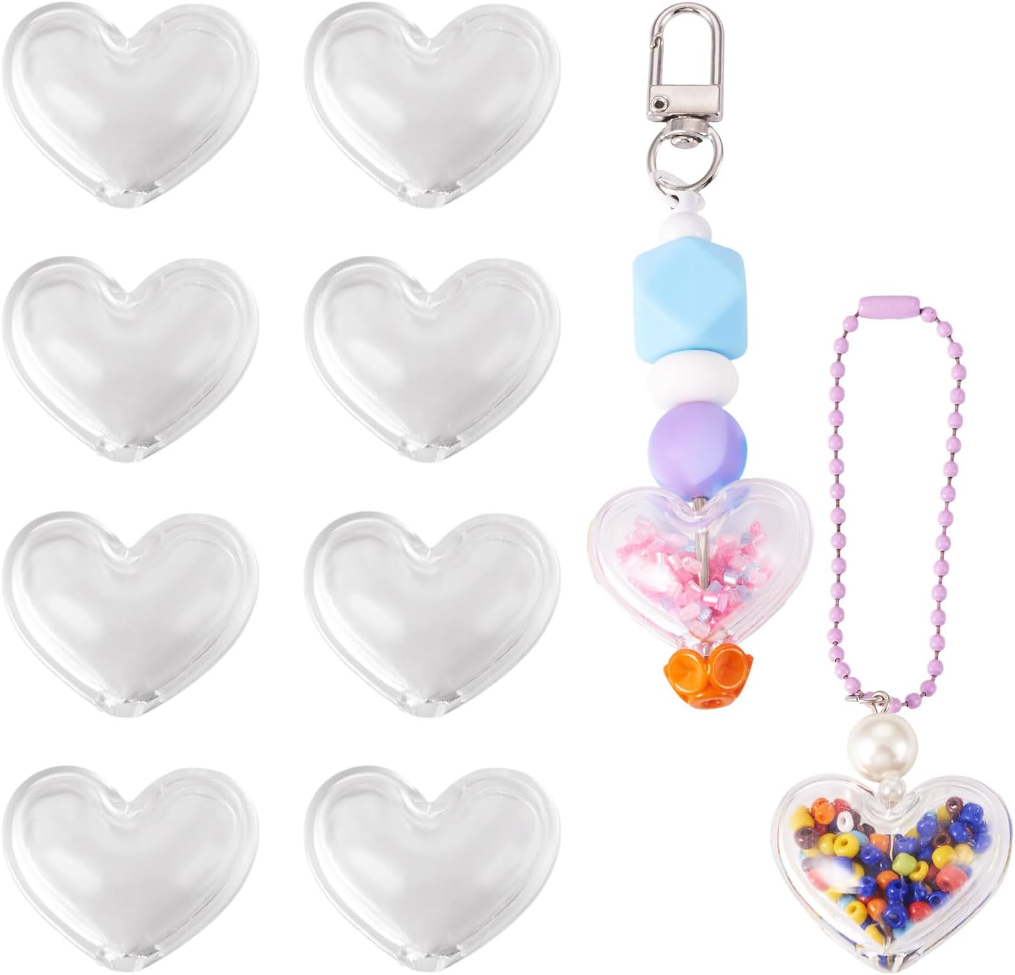 Amazon.com: Craftora 12Pcs Clear Fillable Heart Beads Transparent ...