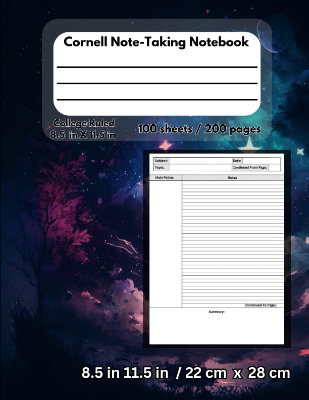 Cornell Notes Notebook 200 pages 8.5 in x 11 in size: Cornell Style ...