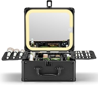 Amazon.com : Qislee Makeup Box with A Detachable Lighted Mirror ...