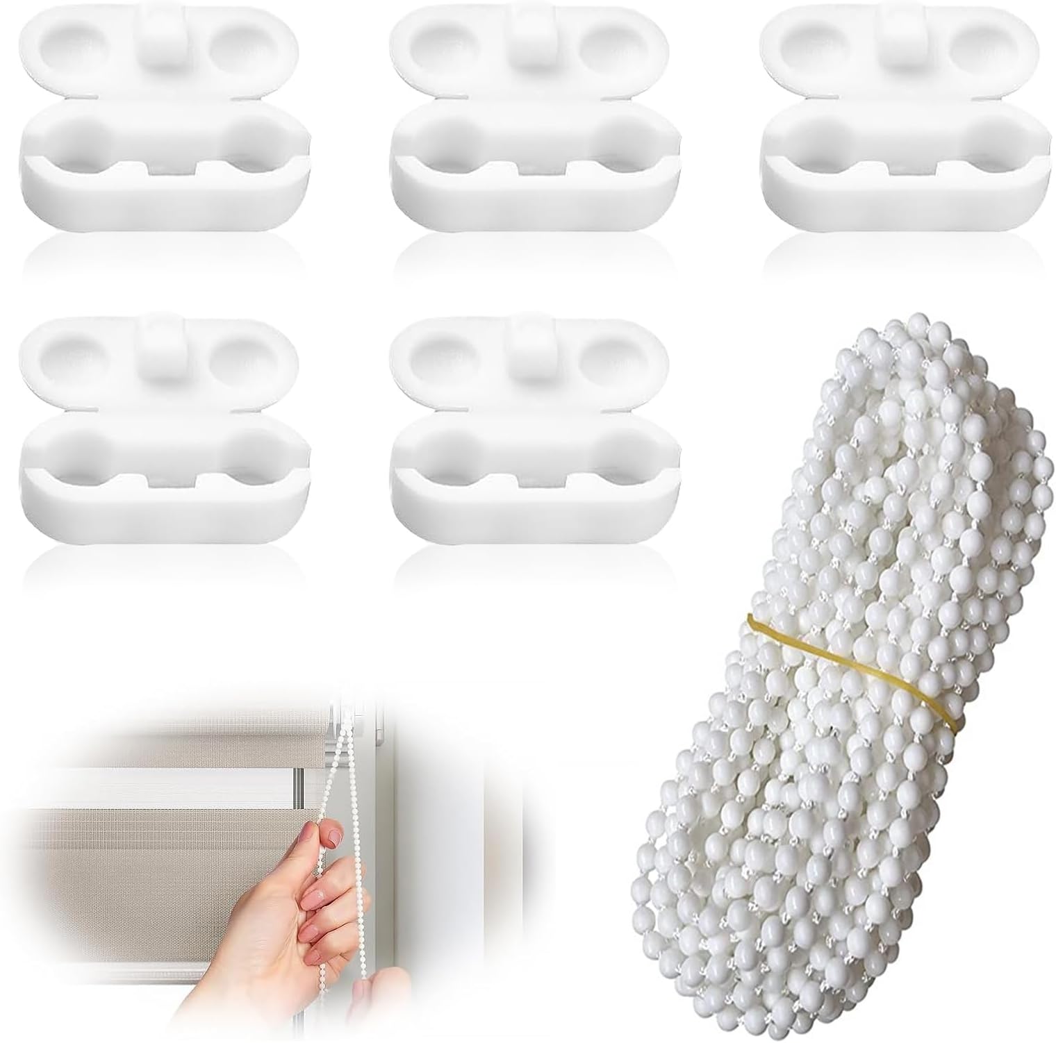 5M Roller Blind Chain, Plus 5 Plastic Blind Pull Cord Connector Clips ...