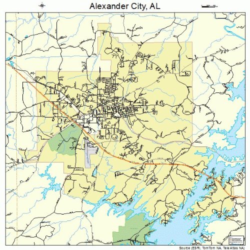 Large Street & Road Map of Alexander City, Alabama AL - Printed poster ...