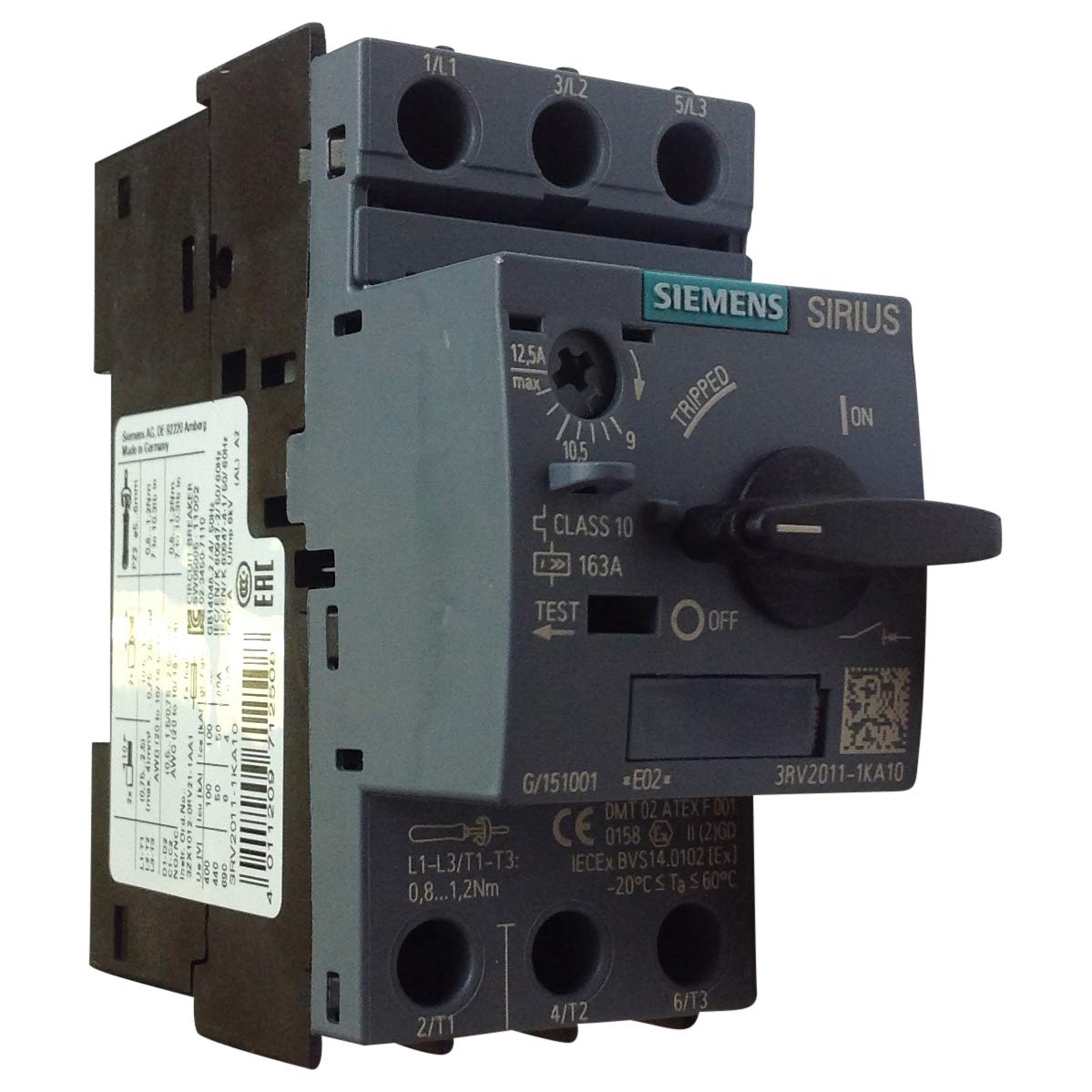 Siemens 3RV20111KA10-9 12A SIZE:S00 SCRW TER. MPCB WITH STD. RELEASE ...
