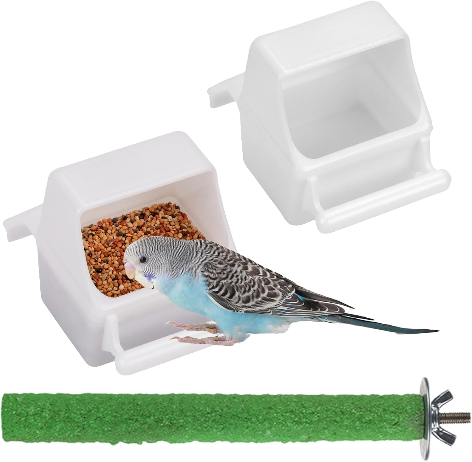 Amazon.com : IBWell 2 Pack Bird Water Bowl Clear Bird Food Container ...