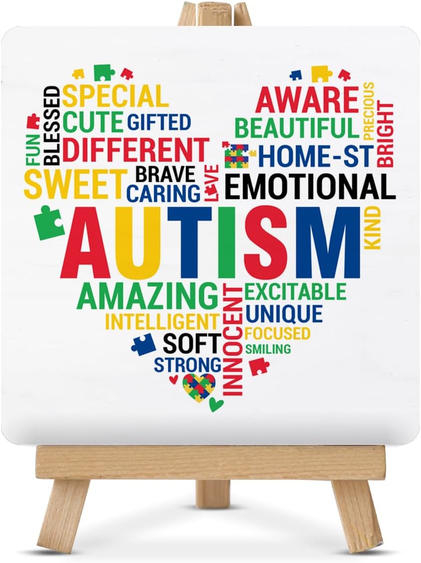 Amazon.com: VIYZZX Autism Awareness Desk Decor Autism Wood Sign with ...
