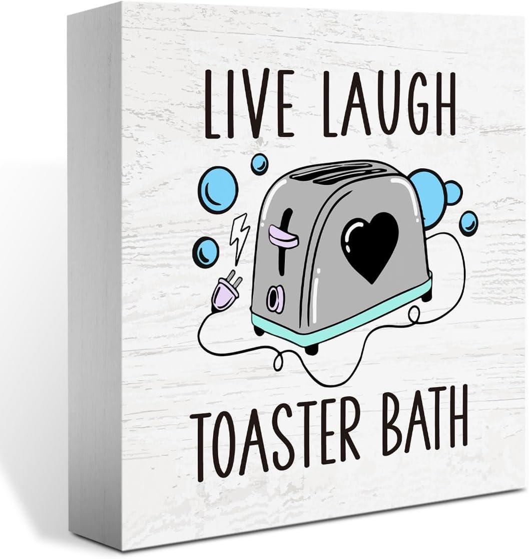 Amazon.com: LOTHUY Live Laugh Toaster Bath Funny Bathroom Wood Signs ...