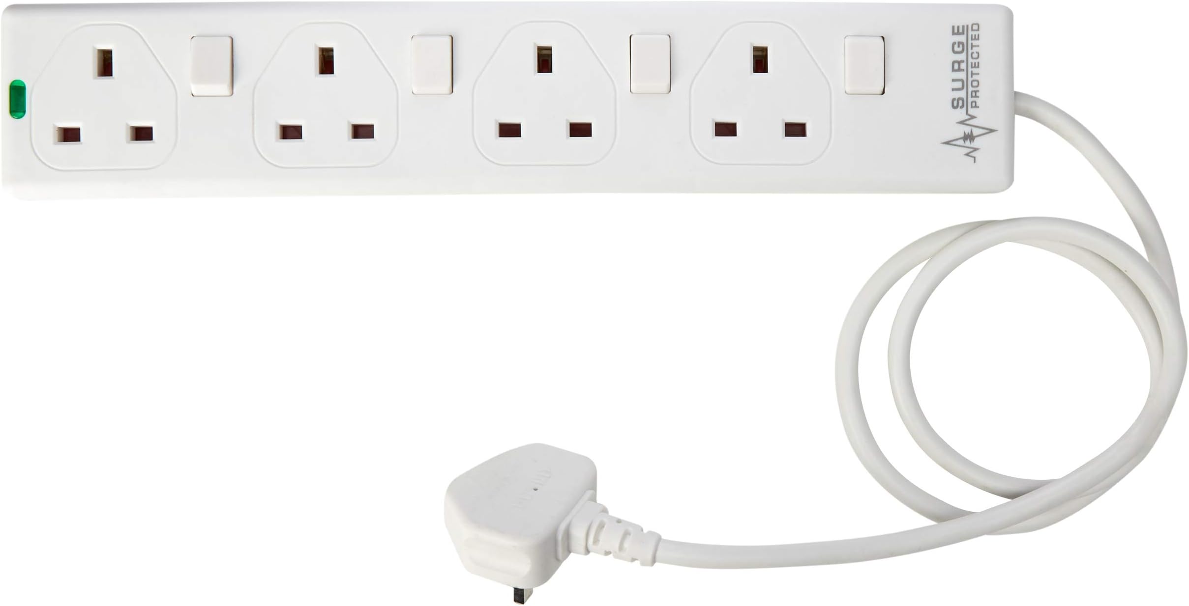 PRO ELEC PELB1918 4 Gang Switched Surge Protected Extension Lead White ...