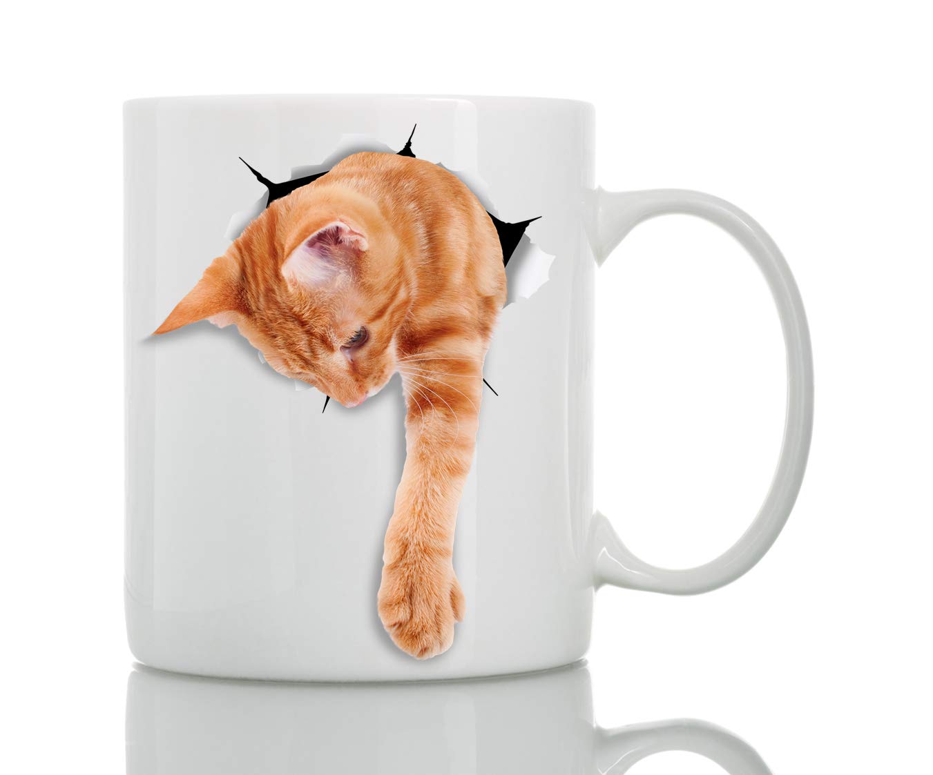 Amazon.com: Adorable Ginger Cat Coffee Mug - Ceramic Funny Coffee Mug ...