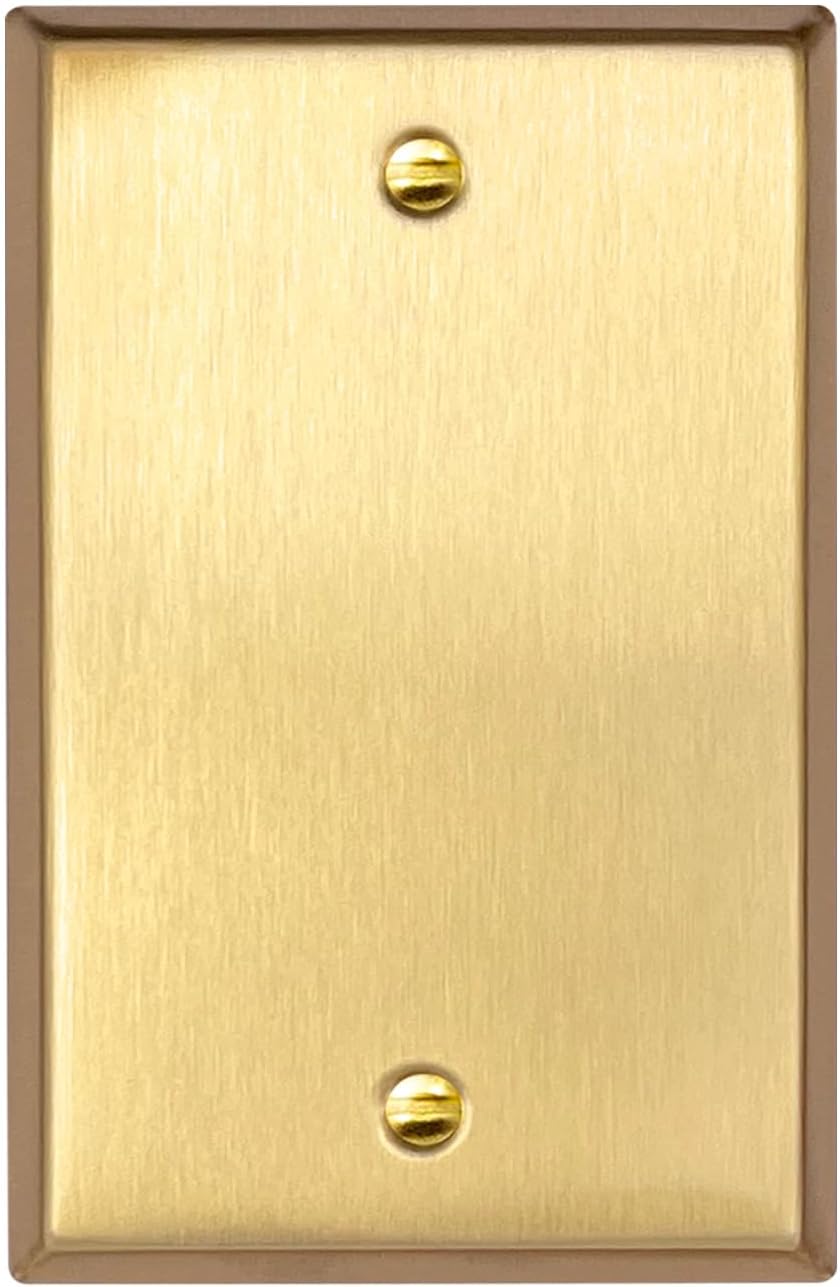 Rio Salto BRASS Metal Gold Blank Wall Plate, MIDSIZE Blank Outlet Cover ...