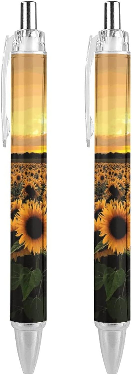 Amazon.com: Sunflower Sunset Retractable Ballpoint Pen Blue Ink Ball ...