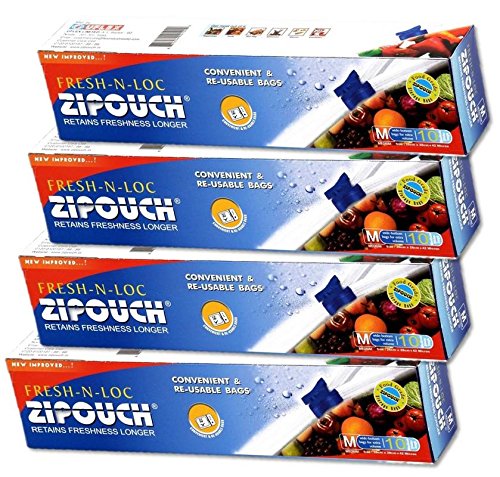 ZIPOUCH Fresh-N-Loc (Medium) Slider Lock Bags (Pack of 04 x 10 Bags ...
