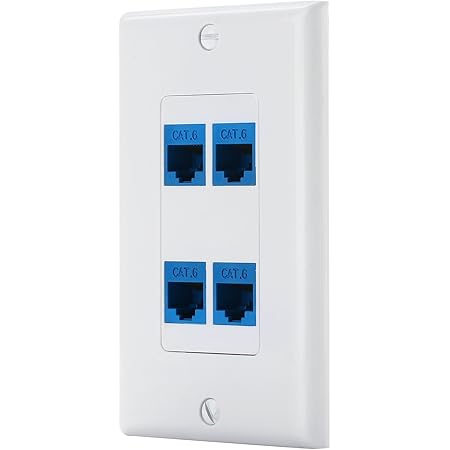 Amazon.com: 2 Ethernet and 1 Coax Wall Plate,2 Port Cat6 Keystone ...