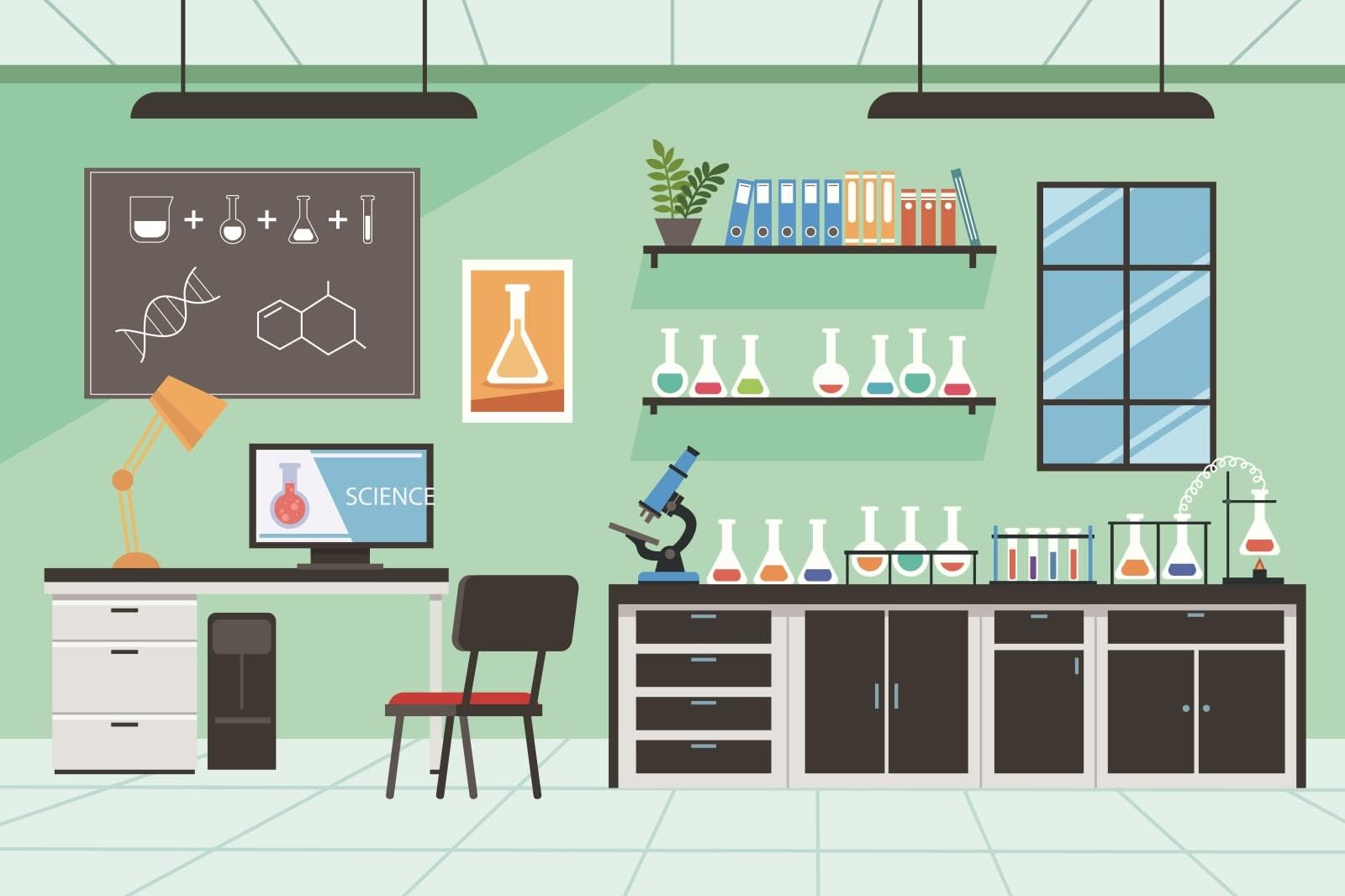 Amazon.com : BELECO Science Lab Backdrop 10x6.5ft Fabric Cartoon ...