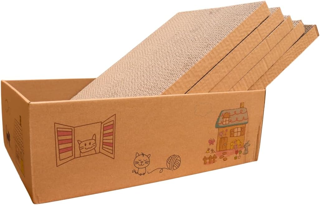 Amazon.com : Cat Scratch Pad with Box 5 in 1, Cardboard Cat Scratcher ...