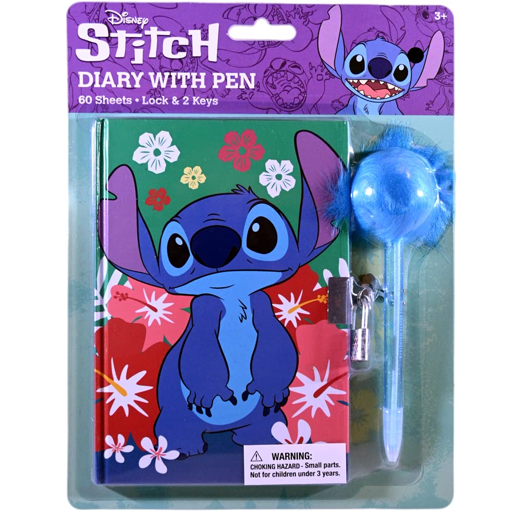 Amazon.com: Moptrek with Lock & Keys and Pom Pen, Stitch Diary for Kids ...