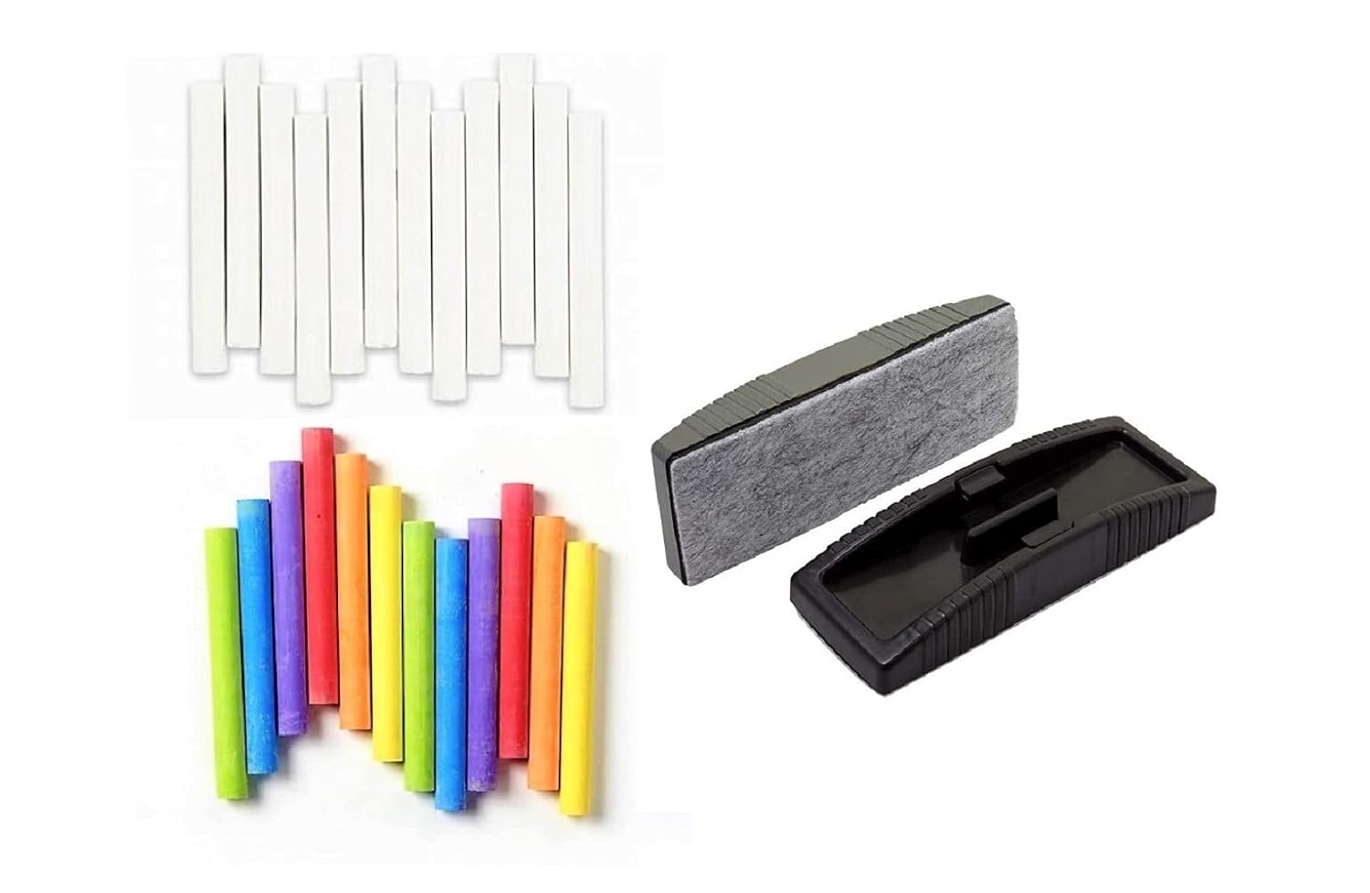 Oddy Colourful 50 pcs & White 50 pcs DUSTLESS Chalk with 1 DUSTER SKIN ...