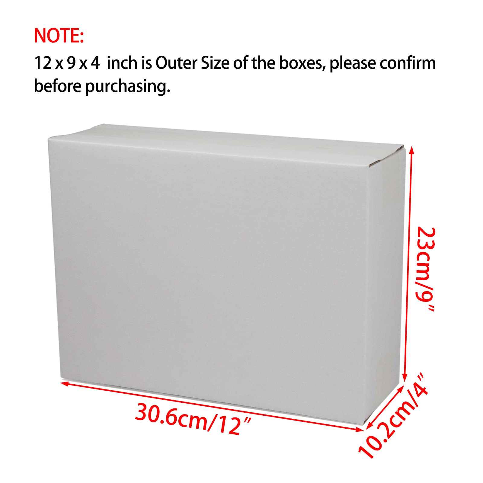 Sodissa 12x9x4 Inches Shipping Boxes, White Corrugated Cardboard Boxes ...